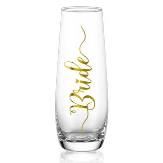 Nuptio Sektgl&auml;ser Becher Geschenk Bride: Gravur Gl&auml;ser Hochzeit Champagner Prosecco Glasses Braut Gold Tumbler Party Champagnerglas Sektfl&ouml;ten Gift Stemless