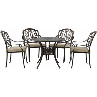 Beliani Gartenm&ouml;bel Set 4-Sitzer ANCONA inkl. Kissen Metall Dunkelbraun