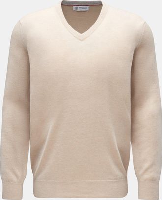 Brunello Cucinelli Herren - Cashmere V-Neck Pullover beige