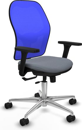 Piqueras y Crespo B&uuml;rostuhl mit 3D-Armlehnen, h&ouml;henverstellbare Lendenwirbelst&uuml;tze, ausgestattet mit Syncro/Traslack und Schaumstoff, Blau/Grau