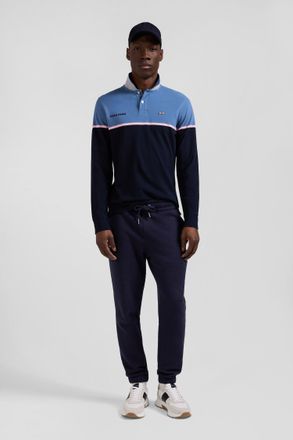 Eden Park Polo Manches Longues Bicolore En Piqu&eacute; Coton Bleu Coupe Regular