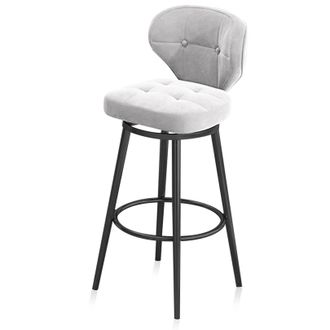 Generic Moderner, Drehbarer Barhocker Aus Samt (65 cm) - K&uuml;cheninsel-Thekenhocker mit Metallgestell f&uuml;r Zuhause, Kneipe Oder Restaurant - Stilvolles Wei&szlig;es De