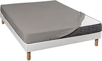 Someo Drap Housse Gris Jersey Coton Lycra Tencel 110x220