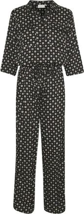 Kaffe Femme, Combinaisons et Ensembles, Noir, Taille: 46 FR Combinaison Noire à Cravate/Point avec Manches ¾