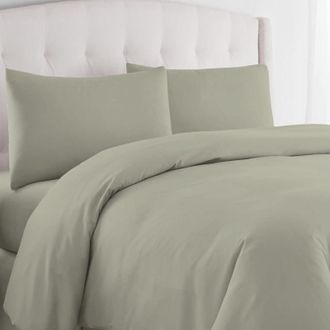 Pizuna Bettbezug 140x200 cm Baumwolle Silber, 1000 Fadenzahl aus 100% langstapeliger Baumwolle in Satinbindung Dickes Bettbezug Set mit verdecktem Knopfversc