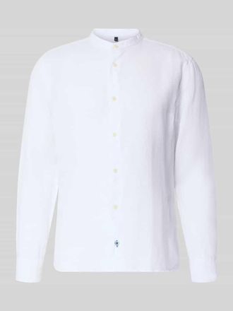 Olymp Level 5 Slim Fit Leinenhemd aus reinen Leinen mit Stehkragen