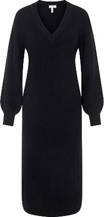 Object OBJMALENA L/S Knit Dress Noos Robe en Maille, Noir, L Femme