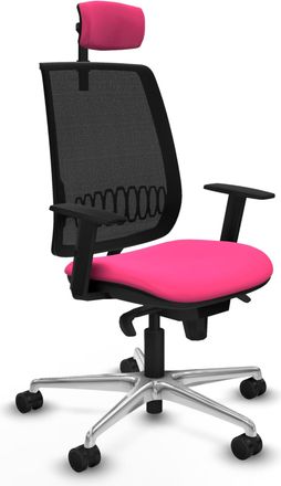 Piqueras y Crespo Alares Computerstuhl mit 1D-Armen, h&ouml;henverstellbare Lendenwirbelst&uuml;tze und h&ouml;henverstellbares Kopfteil, Schwarz/Rosa