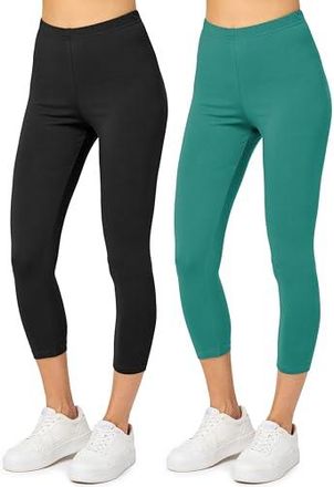 Merry Style Legging coton femme Confortable Souple Extensible 3/4 Legging femme court Tous les jours ou d&eacute;tente &agrave; la maison V&ecirc;tements pour femmes MS10-199 (2 Pack