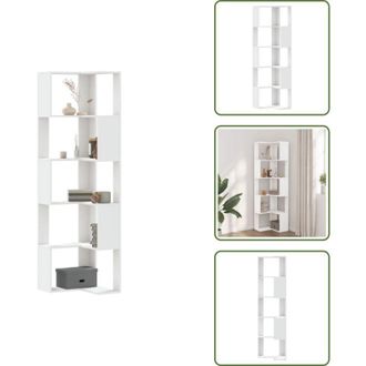 vidaXL The Living Store Eck-B&uuml;cherregal 5 B&ouml;den Wei&szlig; 50x50x179 cm Holzwerkstoff - B&uuml;cherregal