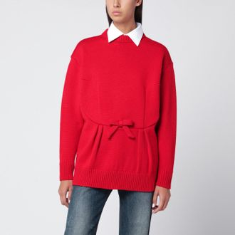 Prada Roter Wollpullover mit Schleife