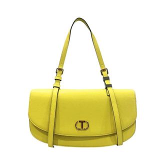 Twinset Femme, Sacs, Jaune, Taille: ONE Size Sac Selle en Cuir avec Fermoir Logo
