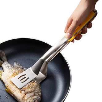 Generico Grillzange, langer Griff aus Edelstahl, rutschfest, Grillzubeh&ouml;r, f&uuml;r Fleisch, Fisch, Brot und zum Servieren im Haus, K&uuml;che und im Freien