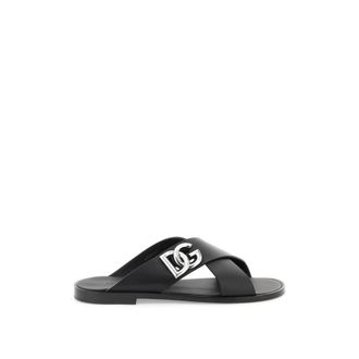 Dolce & Gabbana Homme, Chaussures, Noir, Taille: 40 EU DG Logo Slide Sandales