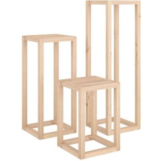 vidaXL Vidaxl - Ensemble de supports pour plantes 3 pcs Bois de pin massif