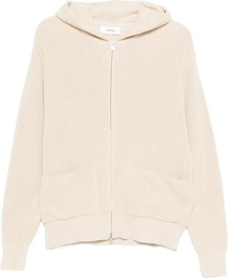 Lardini Homme, Pulls, Beige, Taille: M Cardigan &agrave; Capuche en Tricot C&ocirc;tel&eacute;