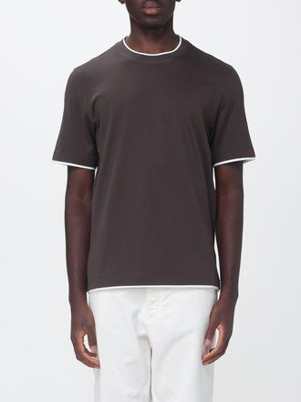 Brunello Cucinelli Rundhals-T-Shirt aus Baumwolle mit Kontrastbesatz