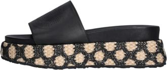 Liu Jo Femme, Chaussures, Noir, Taille: 40 EU Sandales compens&eacute;es avec logo frontal