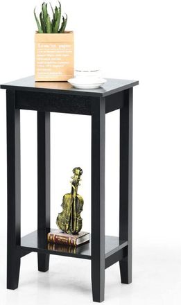 Costway Costway - Table dAppoint, Bout de Canap&eacute; avec Pieds en Bois Massif, 40,5 x 29 x 73,5 cm, pour Salon/Chambre/Bureau Noir