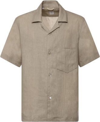 Eleventy Homme, Chemises, Beige, Taille: S Chemise &agrave; Manches Courtes en Lin