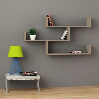 Decortie Decortie Tibet moderne &eacute;tag&egrave;re murale pr&eacute;sentoir gris moka L 119cm de large