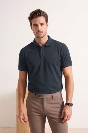 Trendyol MAN Herren Schwarz Bestickt Kurz Regular Fit Poloshirts
