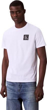 Calvin Klein Herren T-Shirt Kurzarm Gradient Monogram Logo aus Baumwolle, Wei&szlig; (Brilliant White), XL