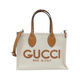 Gucci Sac bandouli&egrave;re en toile de lin et coton- cuir- Pre-owned - Femme - Pre-owned - Beige - Taille: ONE Size