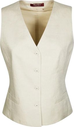 Max Mara Femme, Vestes, Beige, Taille: 40 FR Mstcarnet Gilet Lino