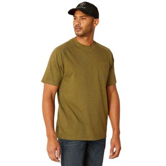 Ariat Mens Rebar Cotton Strong T-Shirt in Lichen Heather, Size X-Small, by Ariat