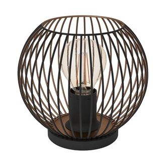 Eglo Lampe de table &agrave; poser Almanzora, luminaire rond, &eacute;clairage pour salon et table de chevet, m&eacute;tal couleur noir et cuivre, douille E27, &Oslash; 20 cm