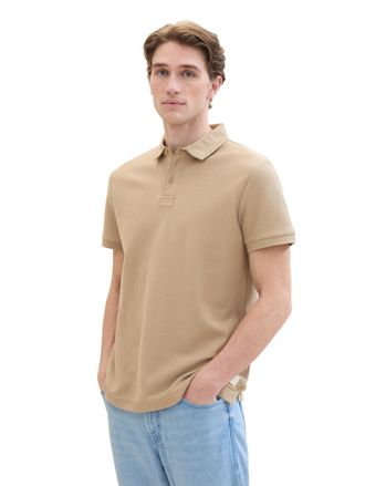 Tom Tailor Herren Basic Poloshirt mit Struktur, Chinchilla, XXXL
