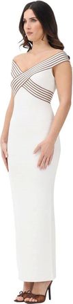 Elisabetta Franchi Femme, Robes, Blanc, Taille: 40 FR Robe Longue Moulante en Maille