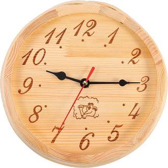 NUOBESTY Holzuhr Saunauhr Wanduhr aus Holz mit Haken Hitzebest&auml;ndig und Ablesbar Dekorative Uhr f&uuml;r Saunar&auml;ume