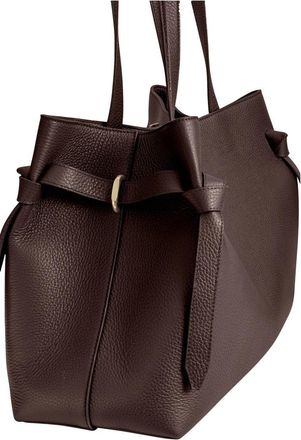 Yuzefi Womens Tote Bag Gyoza Pebble-Grain Leather Brown Handbags Hand