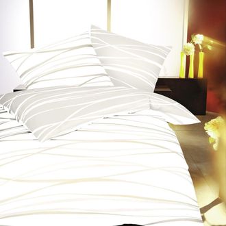 Kaeppel Mako Satin Bettwäsche Essential Motion Größe 155x220+80x80 cm Farbe Creme