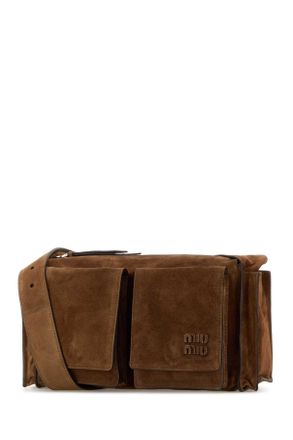 Miu Miu Womens Brown Suede Utilitaire Crossbody Bag Cacao Borse A Tracolla