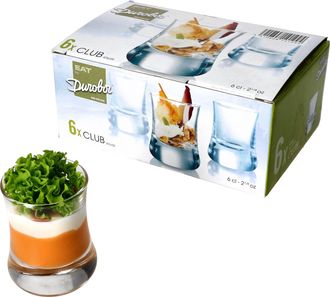 MamboCat Durobor 6er Set Club Amuse Bouche Gläser I 60 ml I 6 Personen I Gläschen für Vorspeisen, Appetit-Häppchen, Fingerfood, Aperitifs, Party-Snacks, Desser