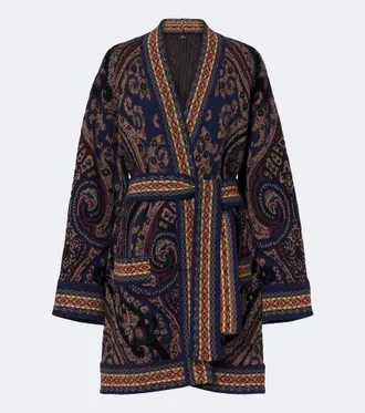 Etro Cardigan en jacquard de laine m&eacute;lang&eacute;e