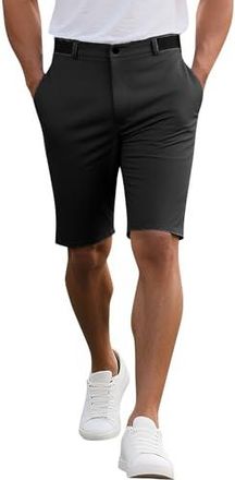 Generic Short habill&eacute; pour homme &agrave; lavant plat de 17,8 cm, chino l&eacute;ger d&eacute;contract&eacute; avec poches, short de course pour homme, coupe Y, Noir, XXL