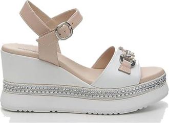 Nero Giardini E513552D Sandales Femme en Cuir - Blanc 37 EU