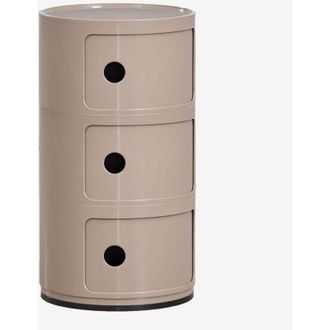 Sklum Babel runder Beistelltisch mit Regalen Moka Braun 3 Schubladen