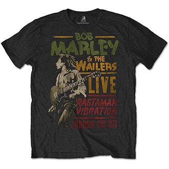 Bob Marley T-Shirt Bob Marley Rastaman Vibration Tour 1976 pour Homme - Noir - Medium