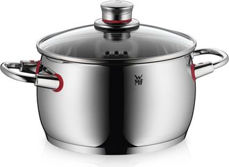 WMF Quality One Kochtopf gro&szlig; 20cm, Glasdeckel mit Dampf&ouml;ffnung, Nudeltopf, Fleischtopf Induktion 4,1l, Cromargan Edelstahl poliert, unbeschichtet