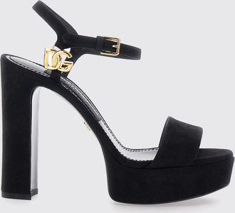 Dolce & Gabbana Plateau-Sandalen aus Wildleder von mit hohem Absatz und DG-Monogramm