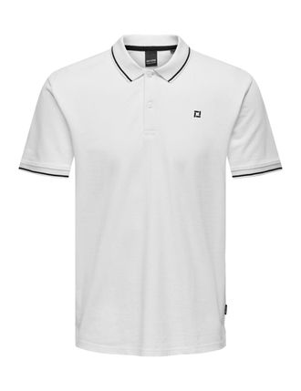 Only & Sons Herren Poloshirt ONSFLETCHER - Regular Fit XS S M L XL XXL, Gr&ouml;&szlig;e:XXL, Farbe:Bright White Black Contrast Stripe 22024827