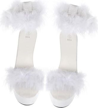 Yarnow Sandales &agrave; Talons Tr&egrave;s Hauts pour Femme Imperm&eacute;ables Sandales &agrave; Plumes Chaussures &Eacute;l&eacute;gantes pour Printemps