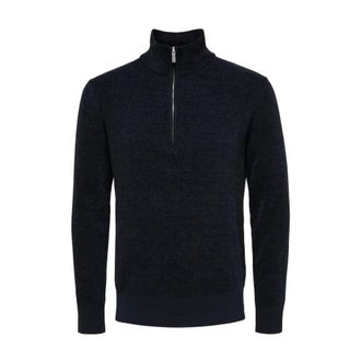 Selected Rodney High Neck Half Zip Pullover - - Knitwear - Herren - Blau - M