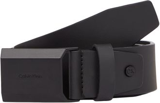 Calvin Klein Herren Gürtel Beveled Plaque mit Plakettenschließe, Schwarz (Ck Black Smooth), 110 cm