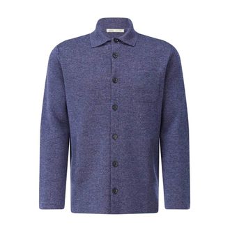 Maurizio Baldassari Woll-Overshirt Klassischer Stil W&auml;rme - - Knitwear - Herren - Blau - 3XL